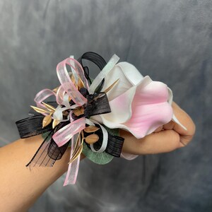 Cascading Bridal Bouquet: Pink, White, Gold Lilies, Bling Teardrop ...