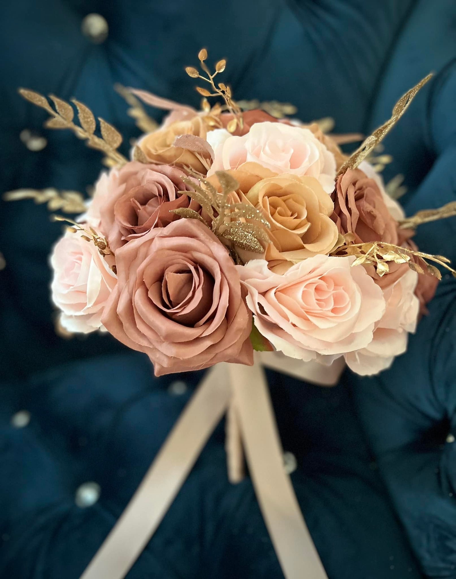 Glamorous Rose Gold Blush Dusty Rose Wedding Bouquet Gold - Etsy