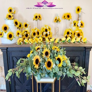 Sunflower Arbor Swag, Sunflower Babybreath Swag, Greenery Swag ...