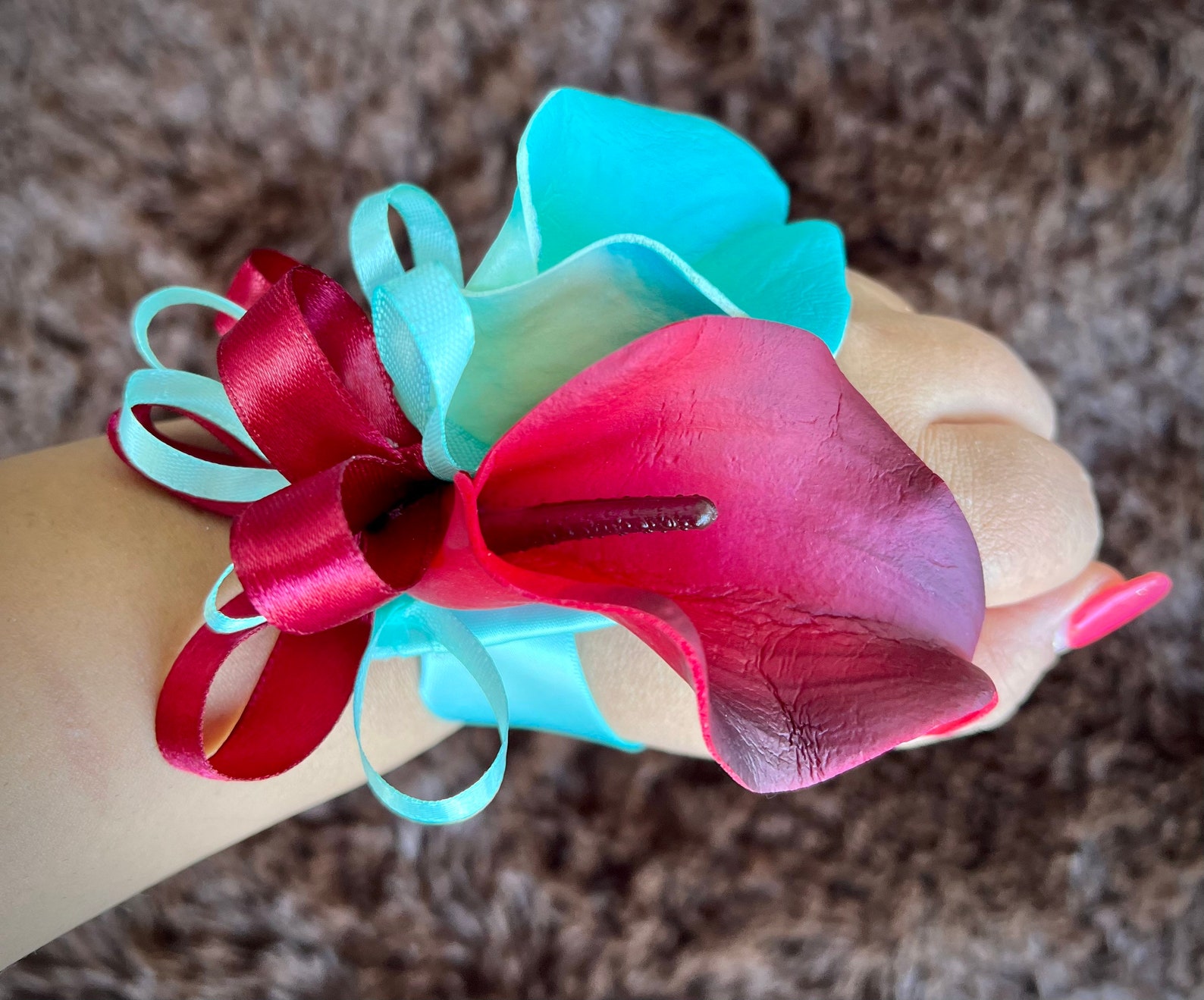 Stunning Red Turquoise Bridal Bouquet Burgundy Aqua Wedding - Etsy