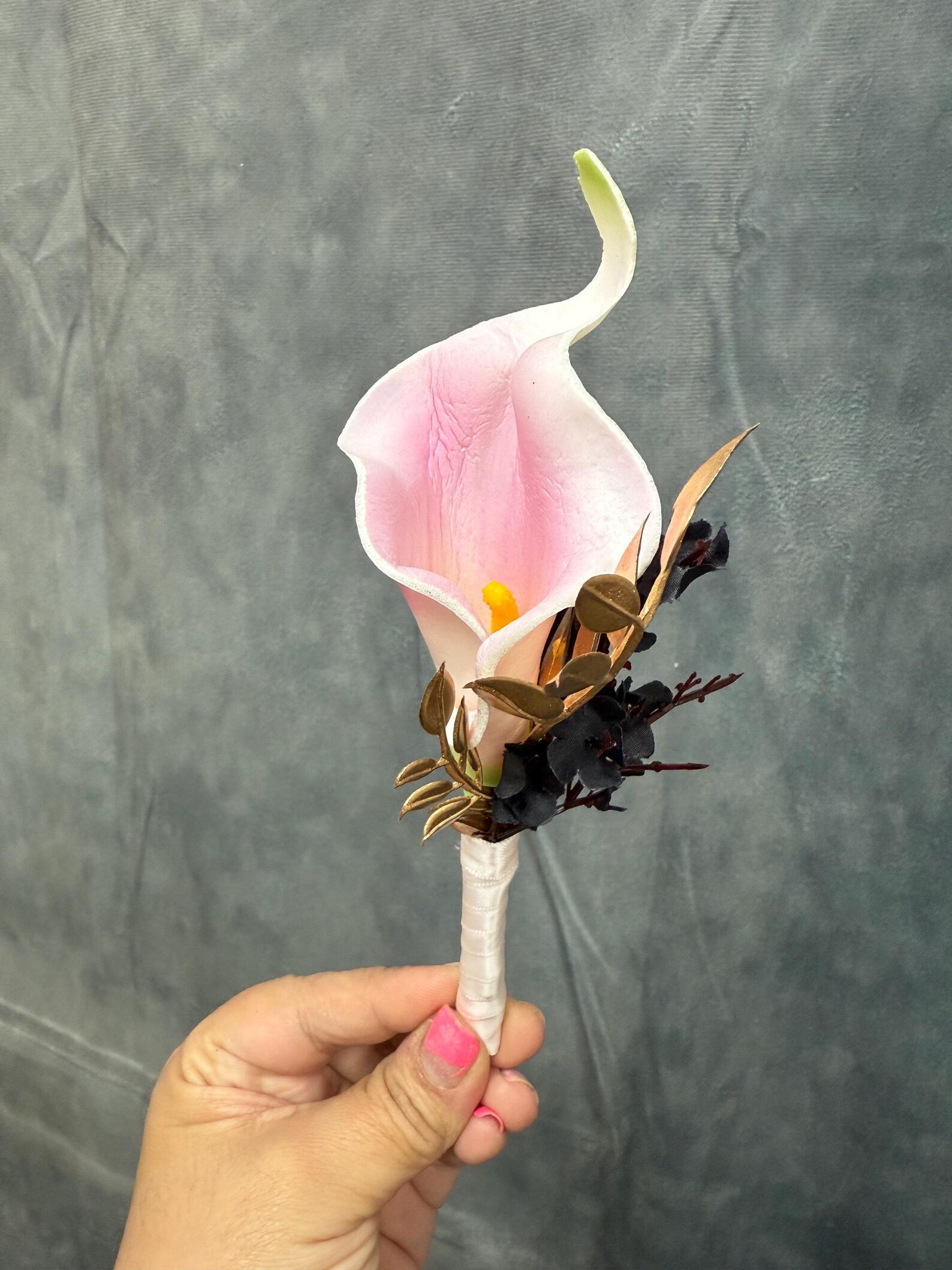 Cascading Bridal Bouquet: Pink, White, Gold Lilies, Bling Teardrop ...