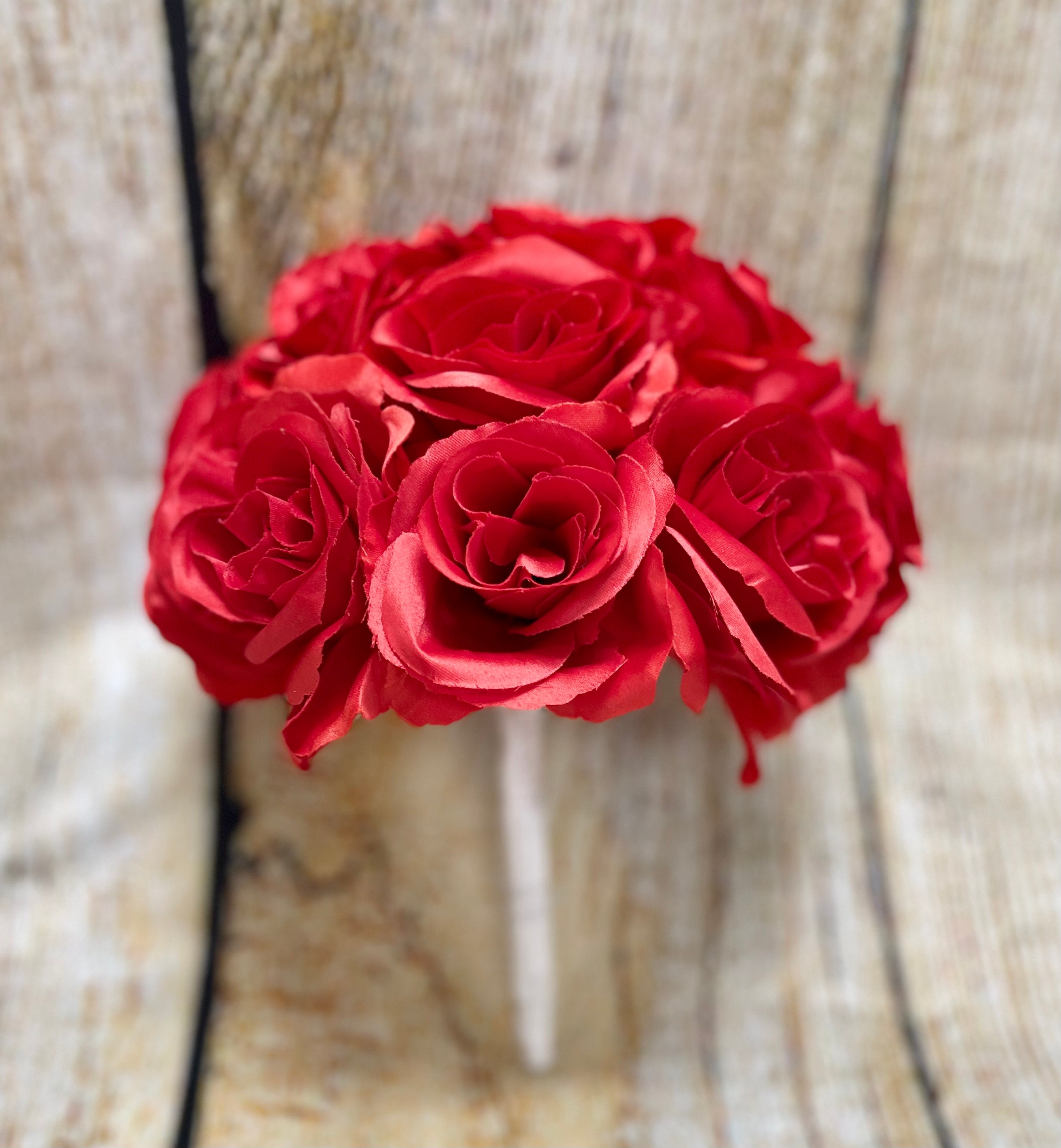 Red Black Round Bridal Bouquet Roses Diamonds Wedding - Etsy