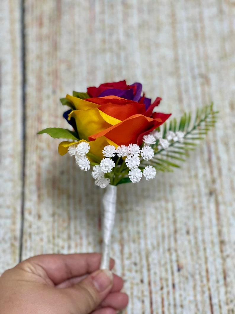 Rainbow Wedding Bouquet Mix Colors Roses Bridal Bouquet - Etsy