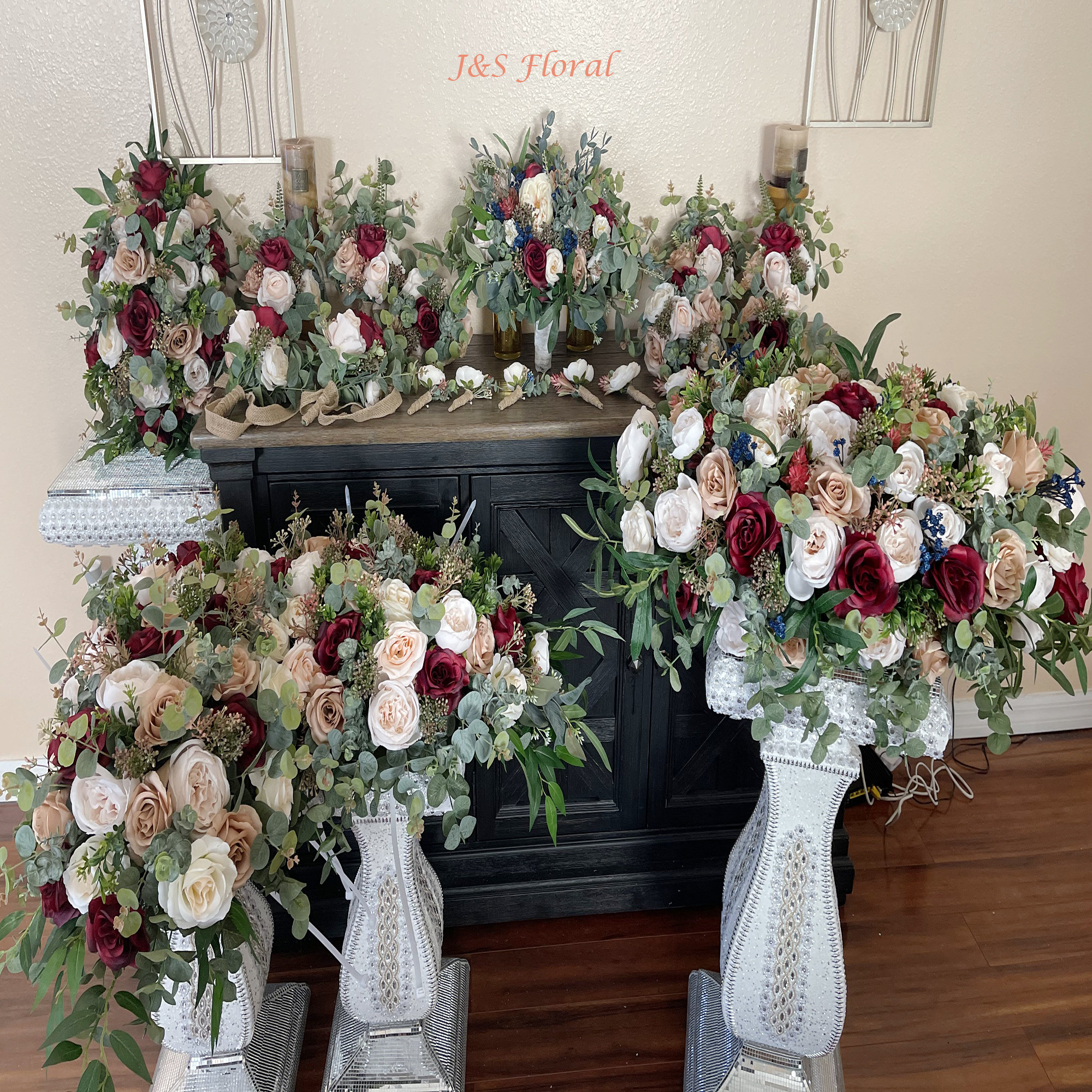 Organic Burgundy Blush Rose Gold Wedding Bouquet Boho Garden | Etsy