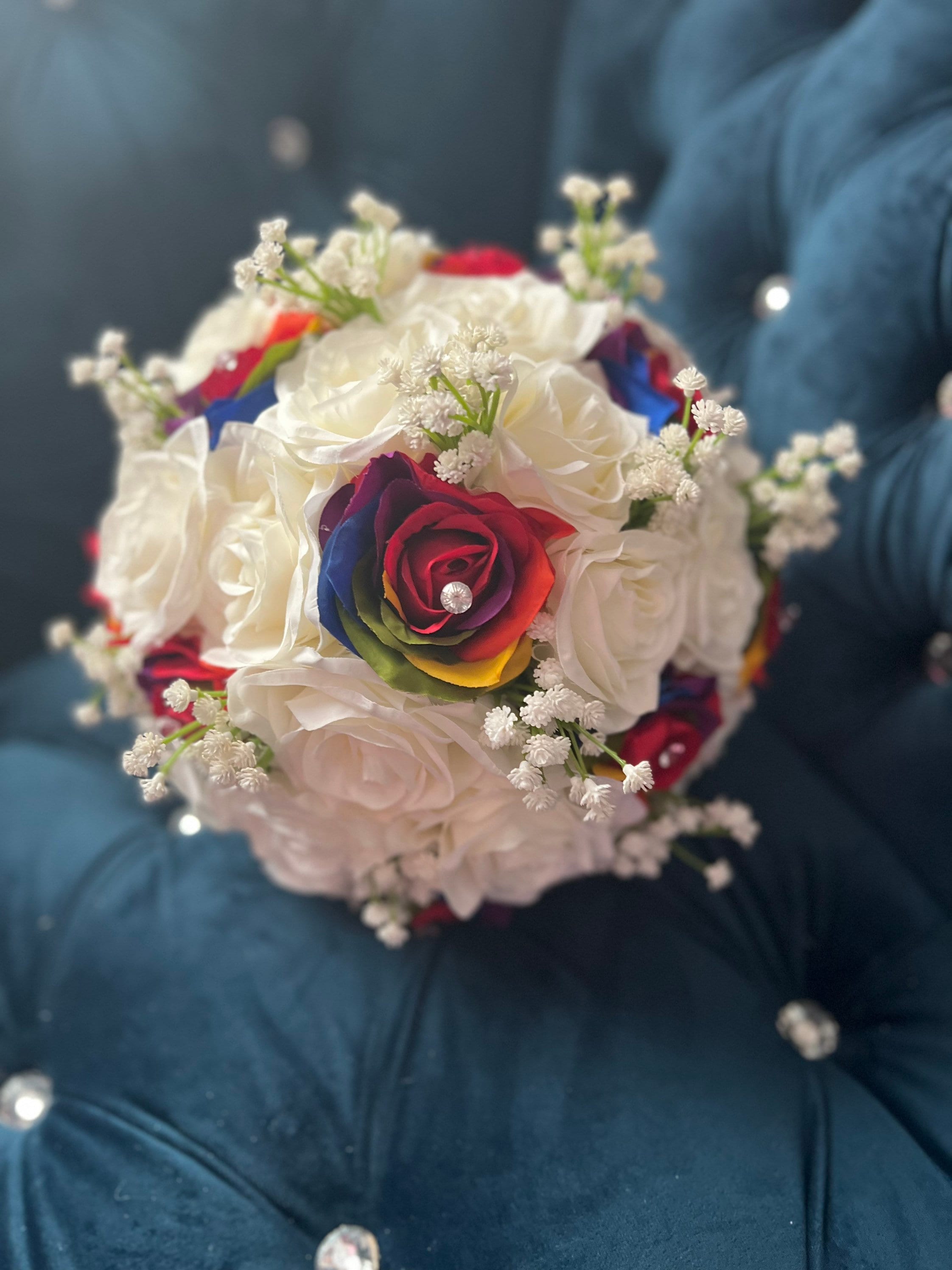Rainbow Wedding Bouquet Mix Colors Roses Bridal Bouquet - Etsy