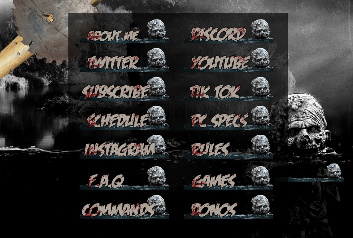 Zombie Twitch Overlay Cute Twitch Overlays Overlay Package - Etsy Canada