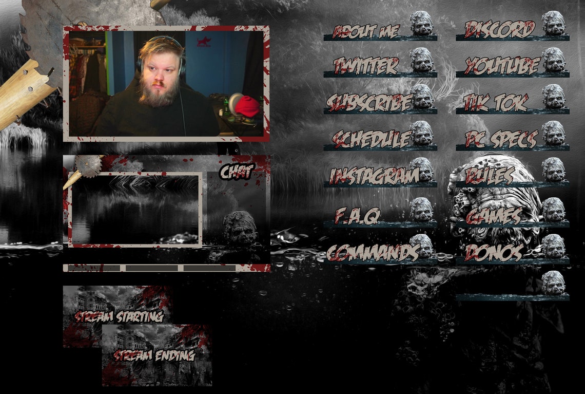 Zombie Twitch Overlay Cute Twitch Overlays Overlay Package - Etsy Canada