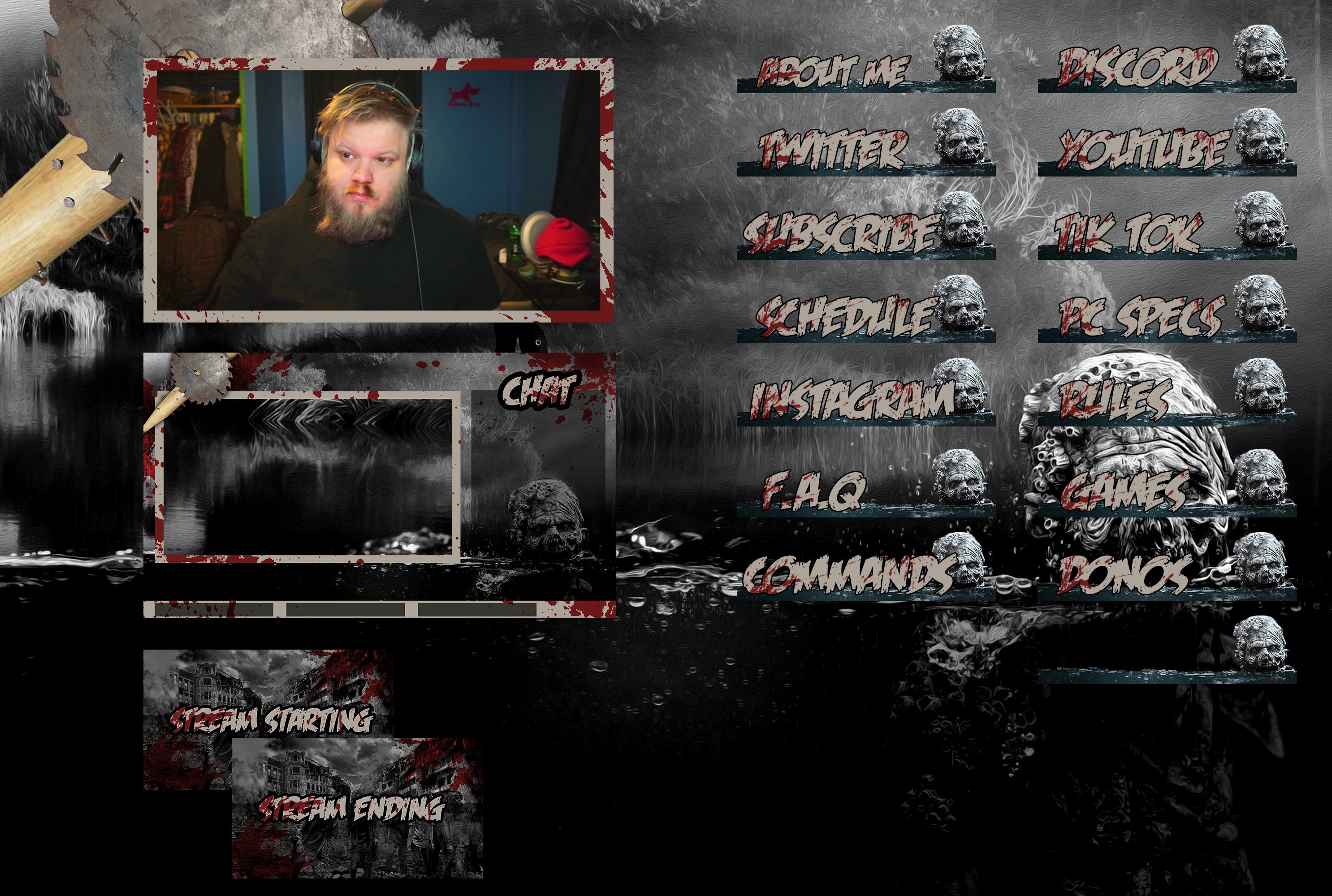 Zombie Twitch Overlay Cute Twitch Overlays Overlay Package - Etsy Canada