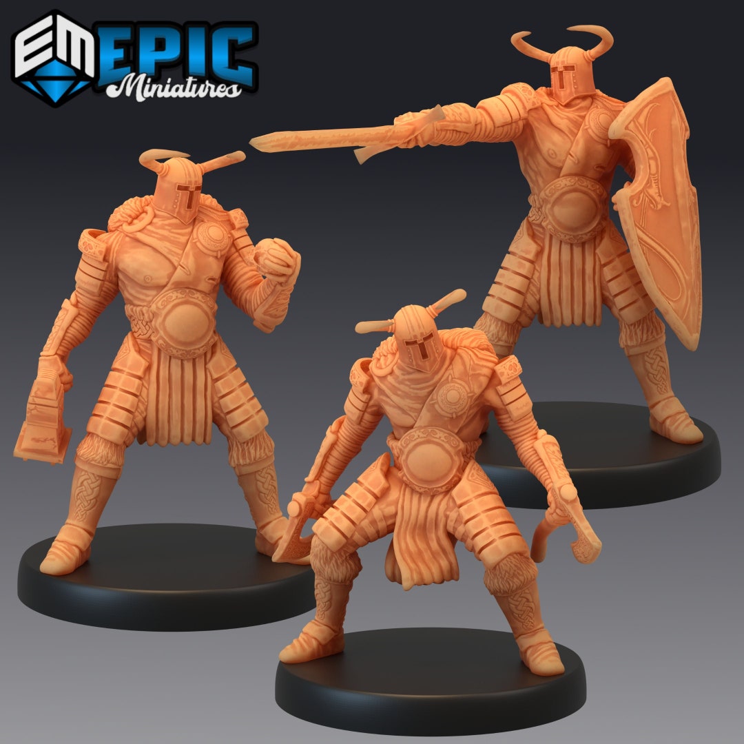 Helmed Barbarian Miniature, High Quality Tabletop RPG 3D Printed, Great ...