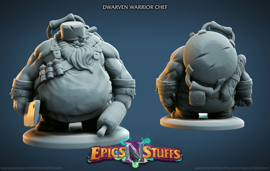 Dwarf Chef Warrior Miniature High Quality Tabletop RPG 3D | Etsy