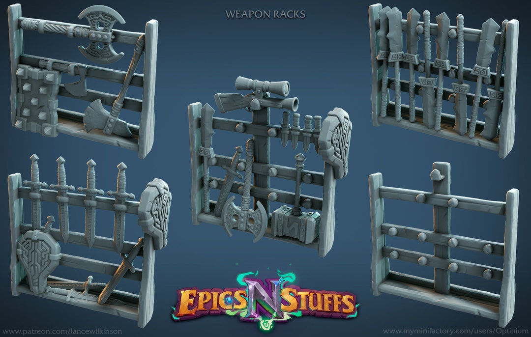 Weapon Rack Scatter Terrain, High Quality 28mm 32mm Tabletop RPG 3D ...