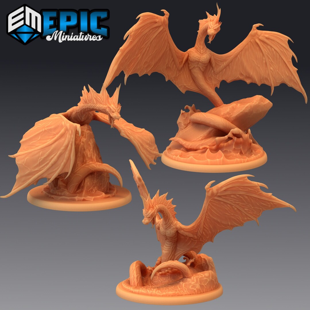 Winged Sea Serpent Miniature, High Quality Tabletop RPG 3D Printed ...