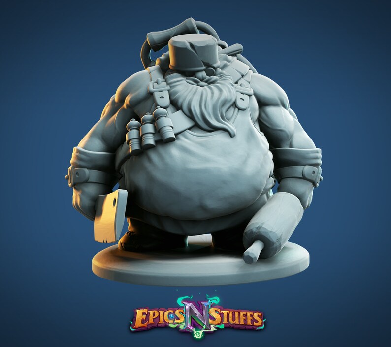 Dwarf Chef Warrior Miniature High Quality Tabletop RPG 3D - Etsy