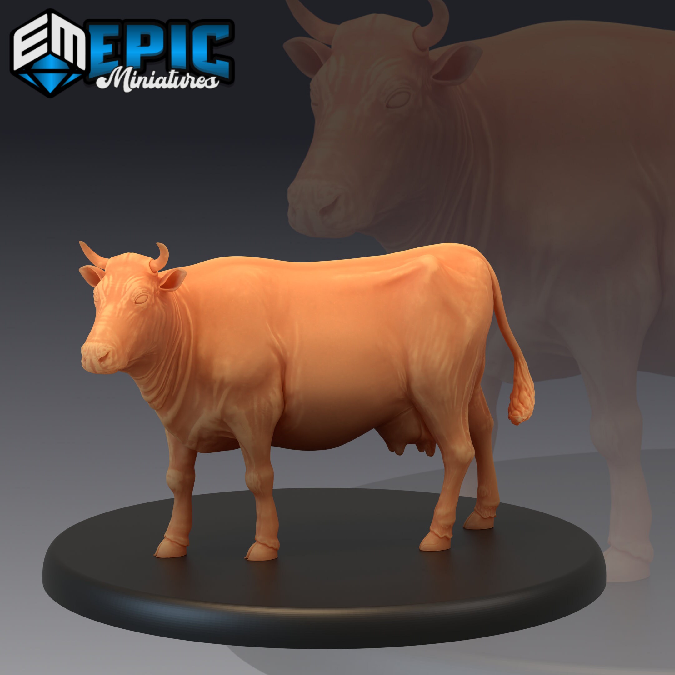 Farm Animal Cow Miniature High Quality Tabletop RPG 3D - Etsy