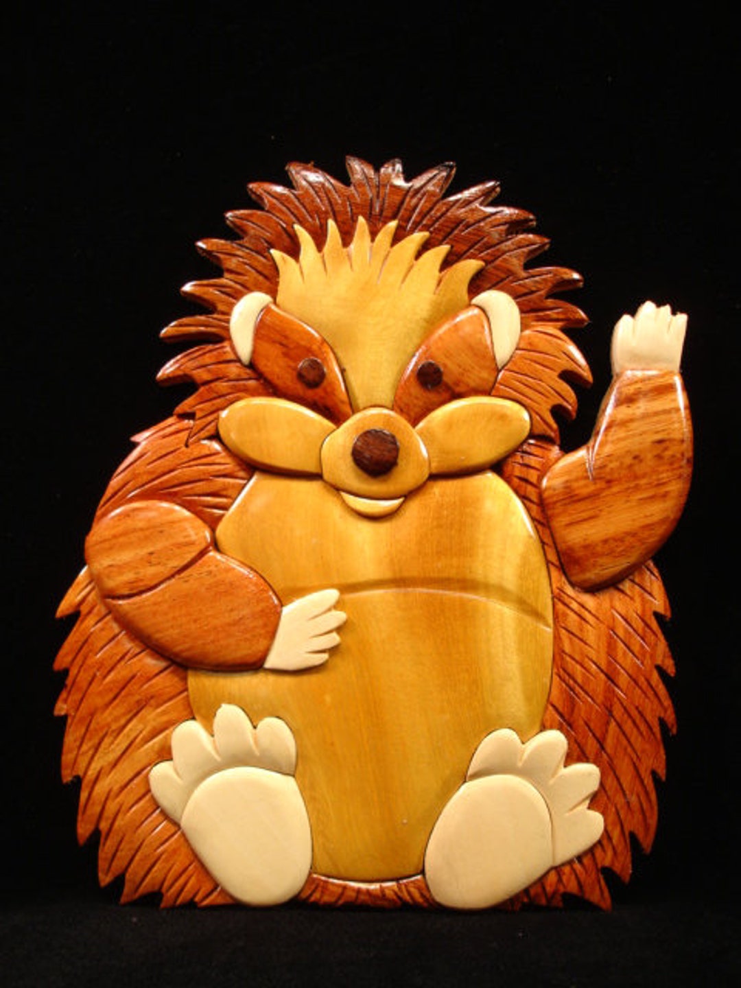 Beautifully Hand Crafted 3 Dimensional Intarsia Wood Art HEDGEHOG ...