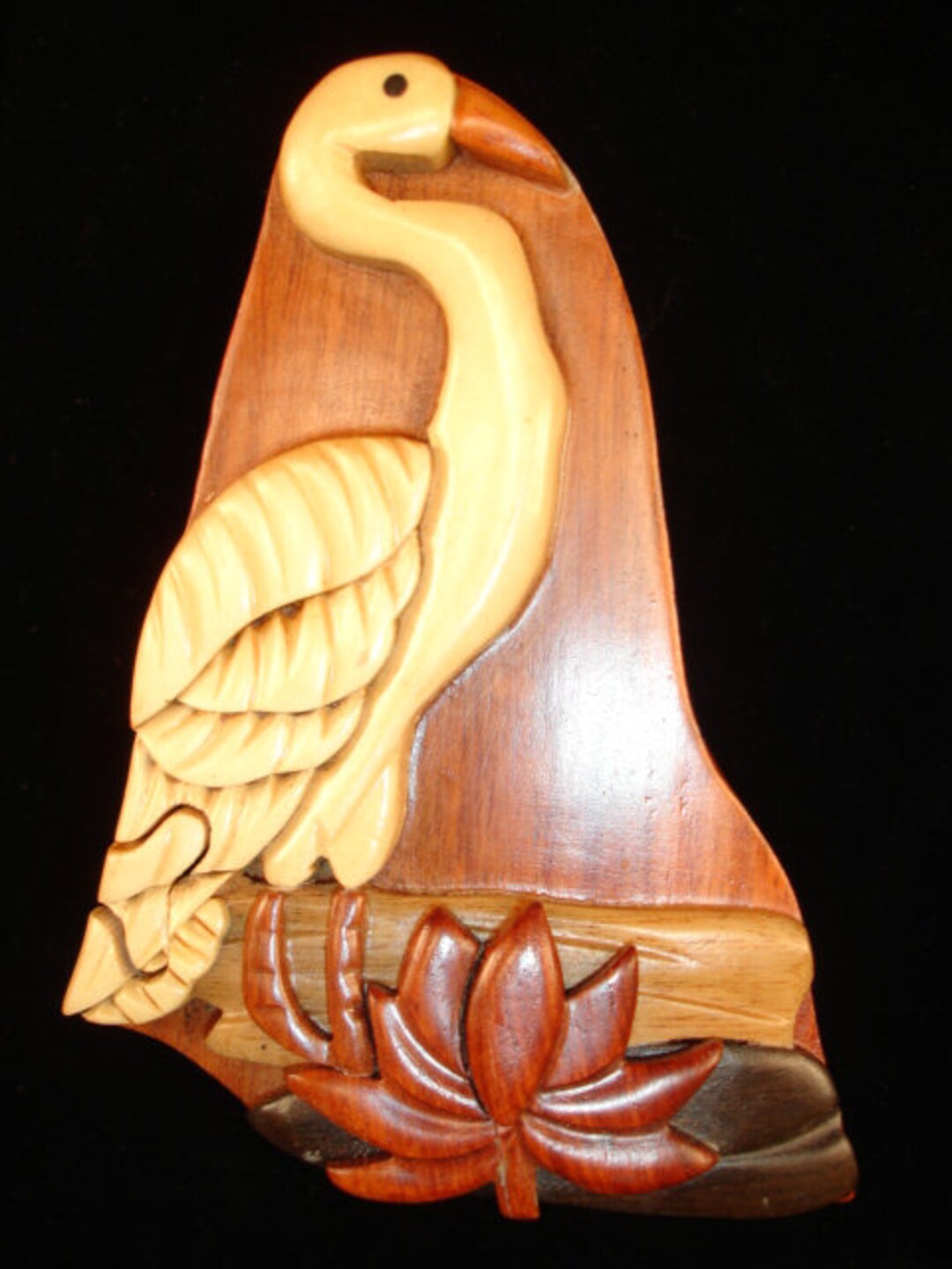 Beautifully Hand Crafted 3 Dimensional Intarsia Wood Art HERON and ...
