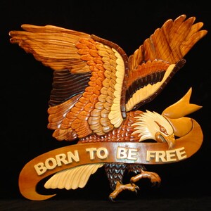 Beautifully Hand Crafted 3 Dimensional Intarsia Wood Art Patriotic ...