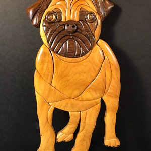 Beautifully Hand Crafted 3 Dimensional Intarsia Wood Art PUG Dog Sign ...