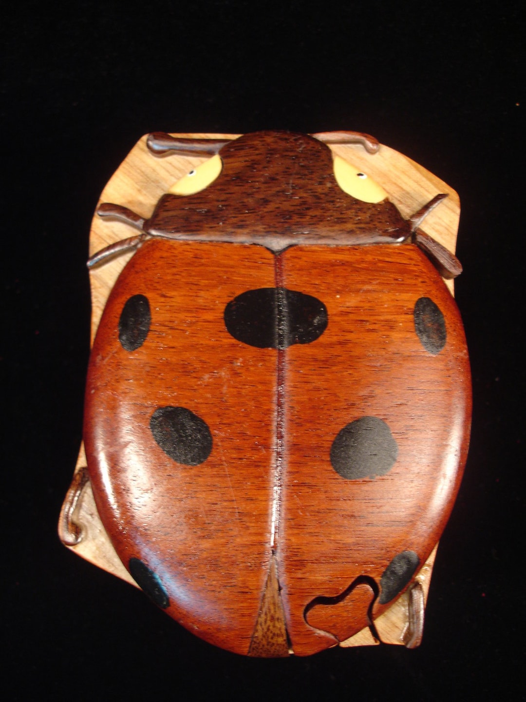 Beautifully Hand Crafted 3 Dimensional Intarsia Wood Art LADYBUG Puzzle ...