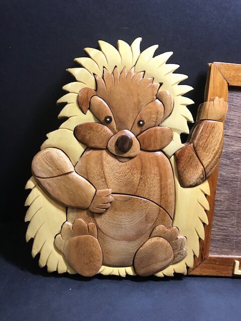 Beautifully Hand Crafted 3 Dimensional Intarsia Wood Art HEDGEHOG ...