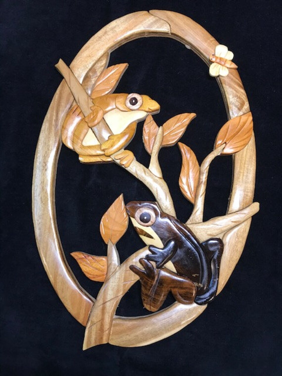 Beautifully Hand Crafted 3 Dimensional Intarsia Wood Art FROG MATES ...