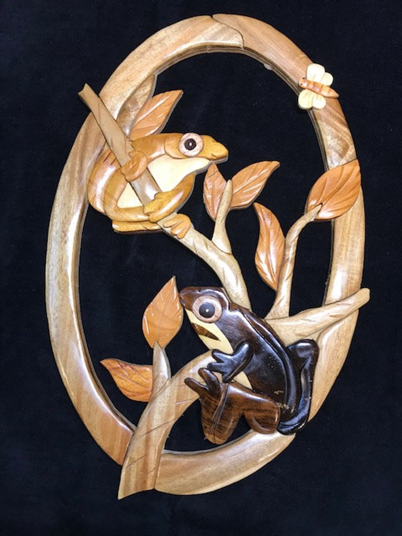 Beautifully Hand Crafted 3 Dimensional Intarsia Wood Art FROG MATES ...