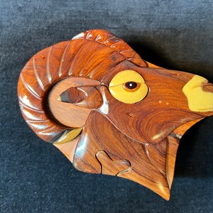 Beautifully Hand Crafted 3 Dimensional Intarsia Wood Art GOAT Puzzle ...