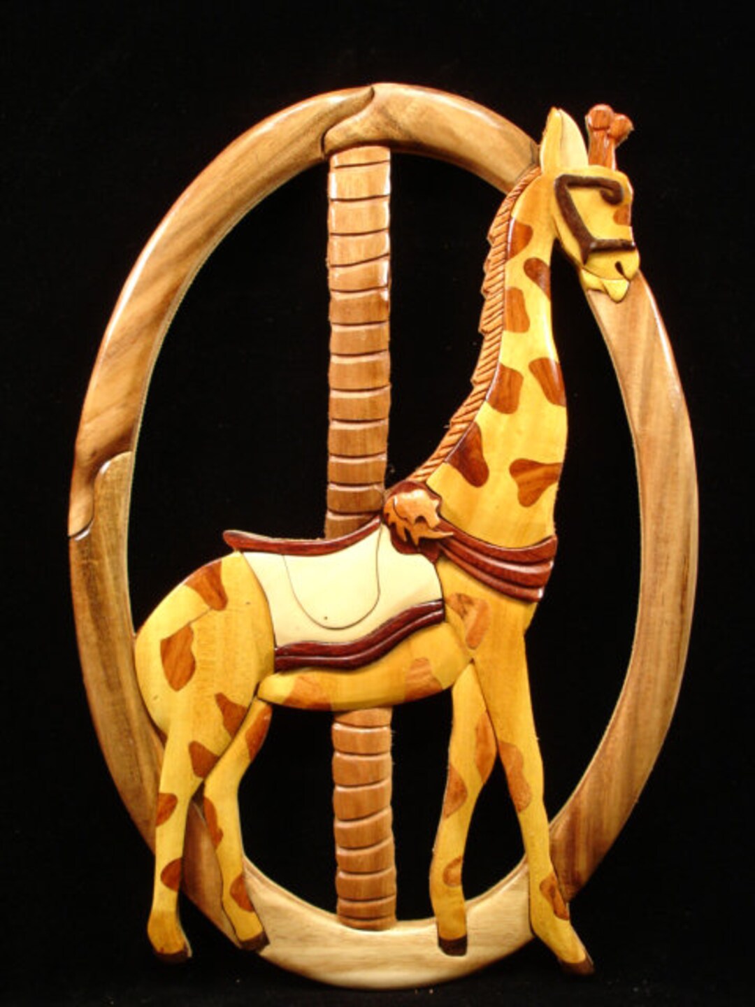 Beautifully Hand Crafted 3 Dimensional Intarsia Wood Art GIRAFFE ...