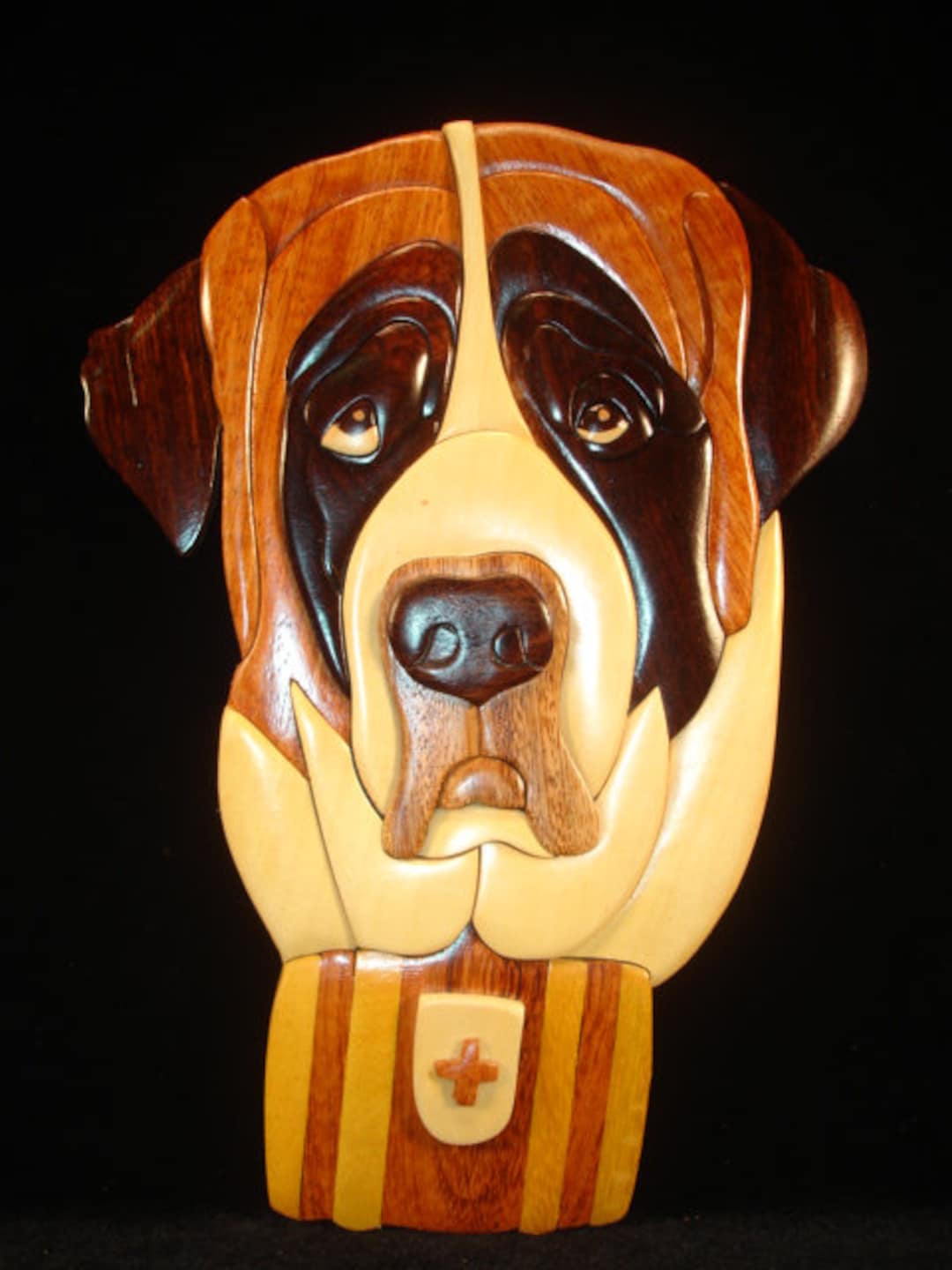 Beautifully Hand Crafted 3 Dimensional Intarsia Wood Art SAINT BERNARD ...