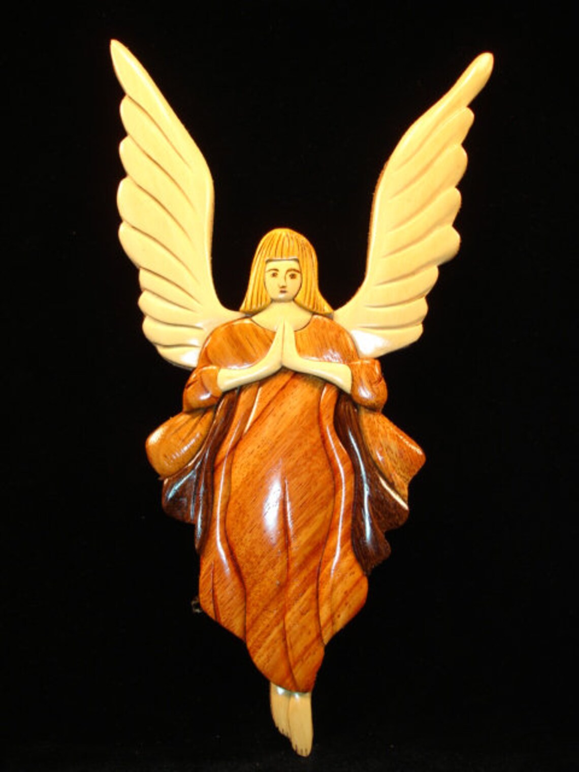 Beautifully Hand Crafted 3 Dimensional Intarsia Wood Art PRAYING ANGEL ...