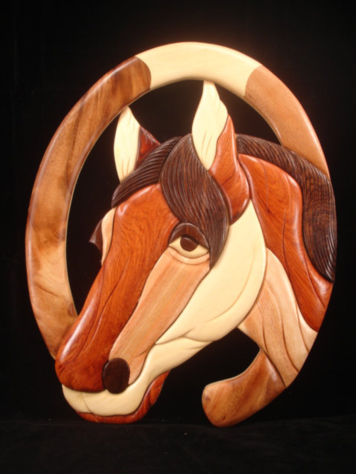 Beautifully Hand Crafted 3 Dimensional Intarsia Wood Art HORSE Sign ...
