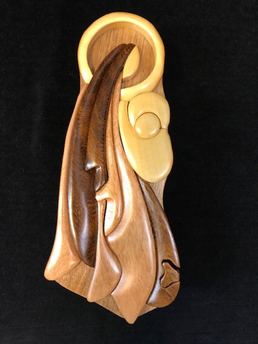 Beautifully Hand Crafted 3 Dimensional Intarsia Wood Art MADONNA & BABY ...