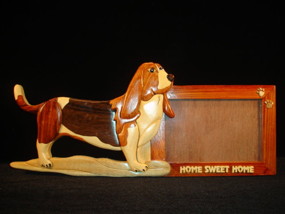 Beautifully Hand Crafted 3 Dimensional Intarsia Wood Art BASSET HOUND ...