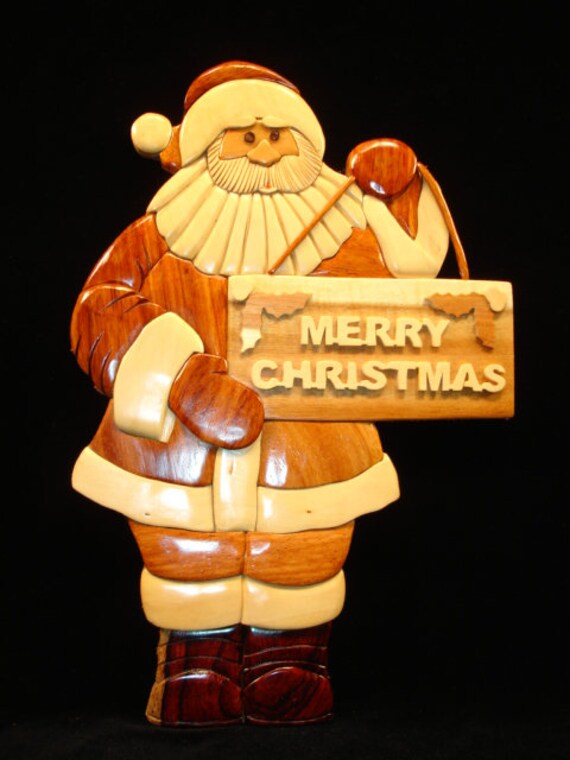 Beautifully Hand Crafted 3 Dimensional Intarsia Wood Art SANTA | Etsy