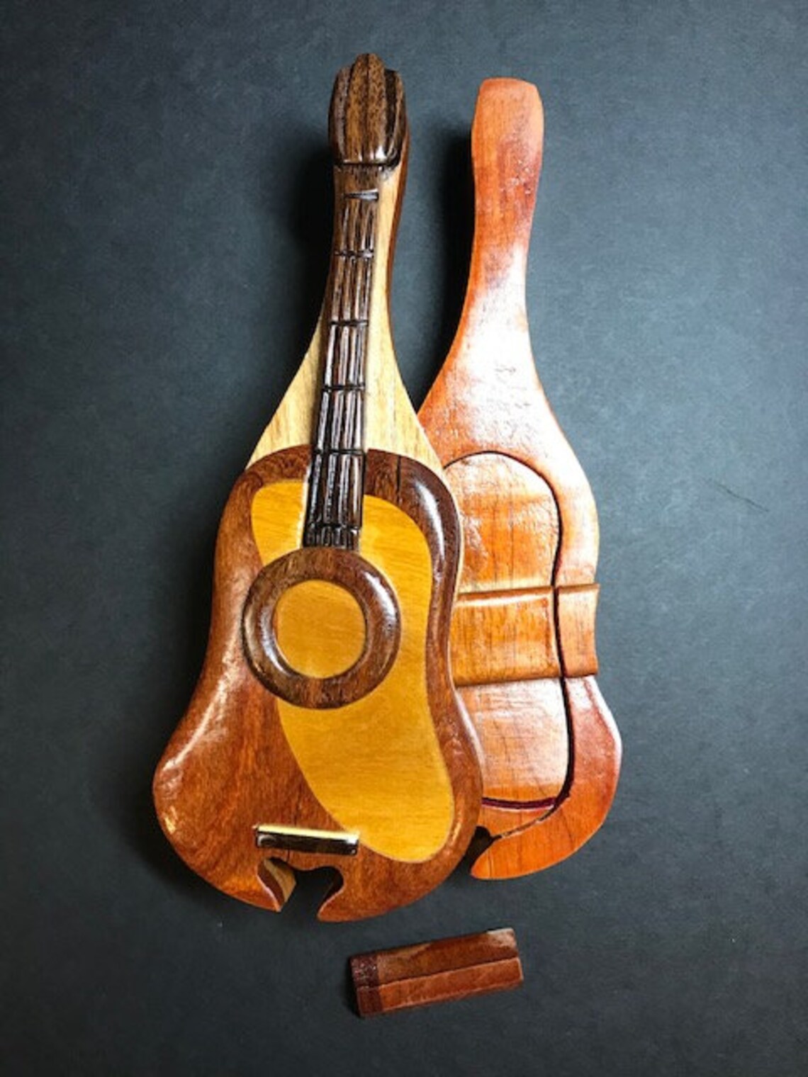 Beautifully Hand Crafted 3 Dimensional Intarsia Wood Art GUITAR Puzzle ...