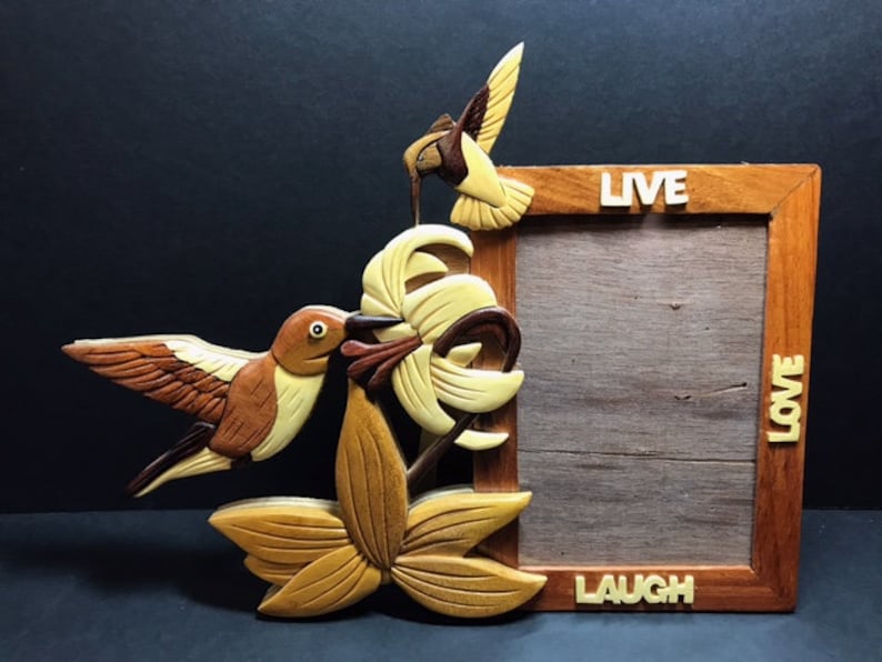 Beautifully Hand Crafted 3 Dimensional Intarsia Wood Art HUMMINGBIRD ...