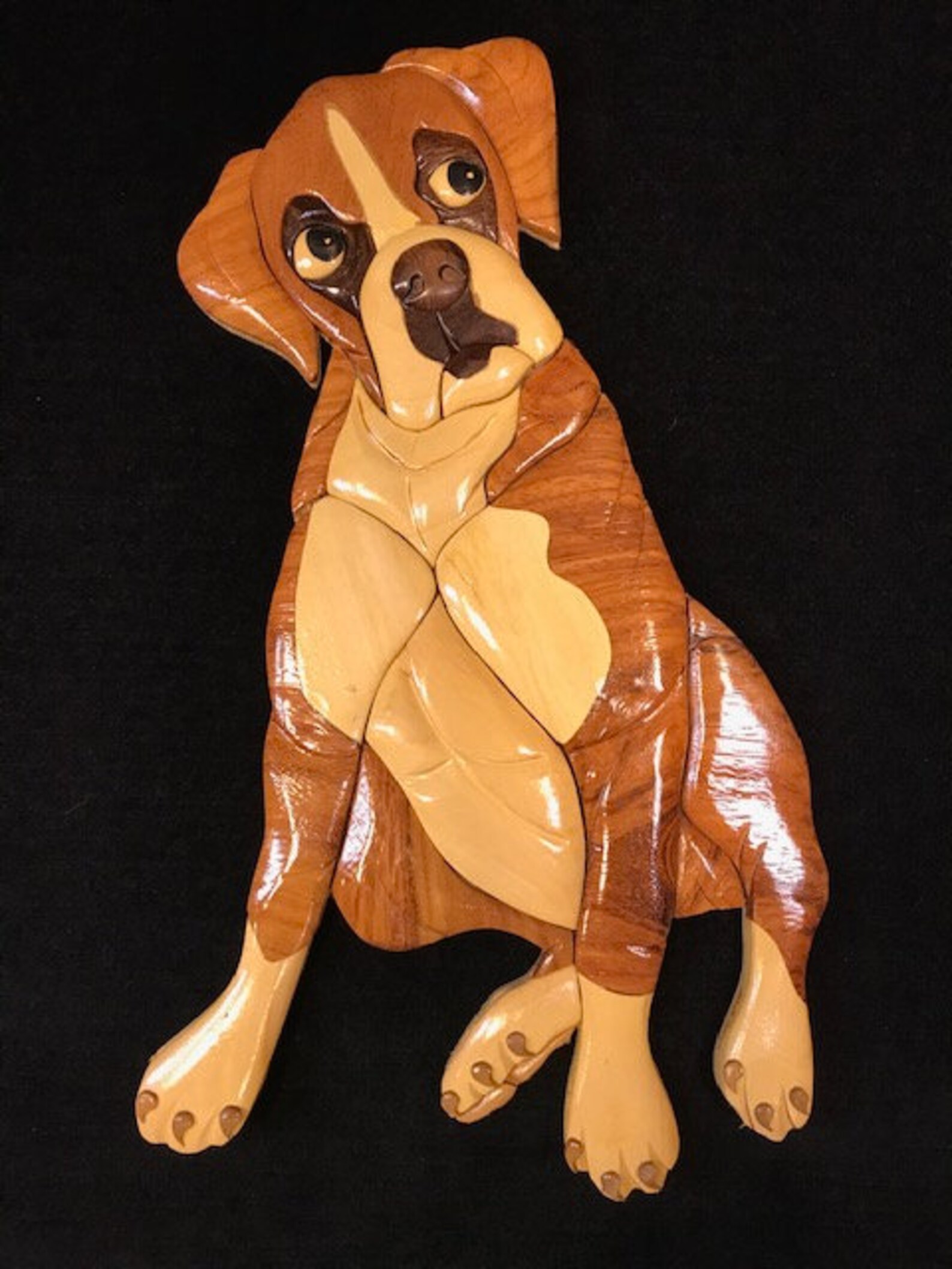 Beautifully Hand Crafted 3 Dimensional Intarsia Wood Art BOXER Dog Sign ...