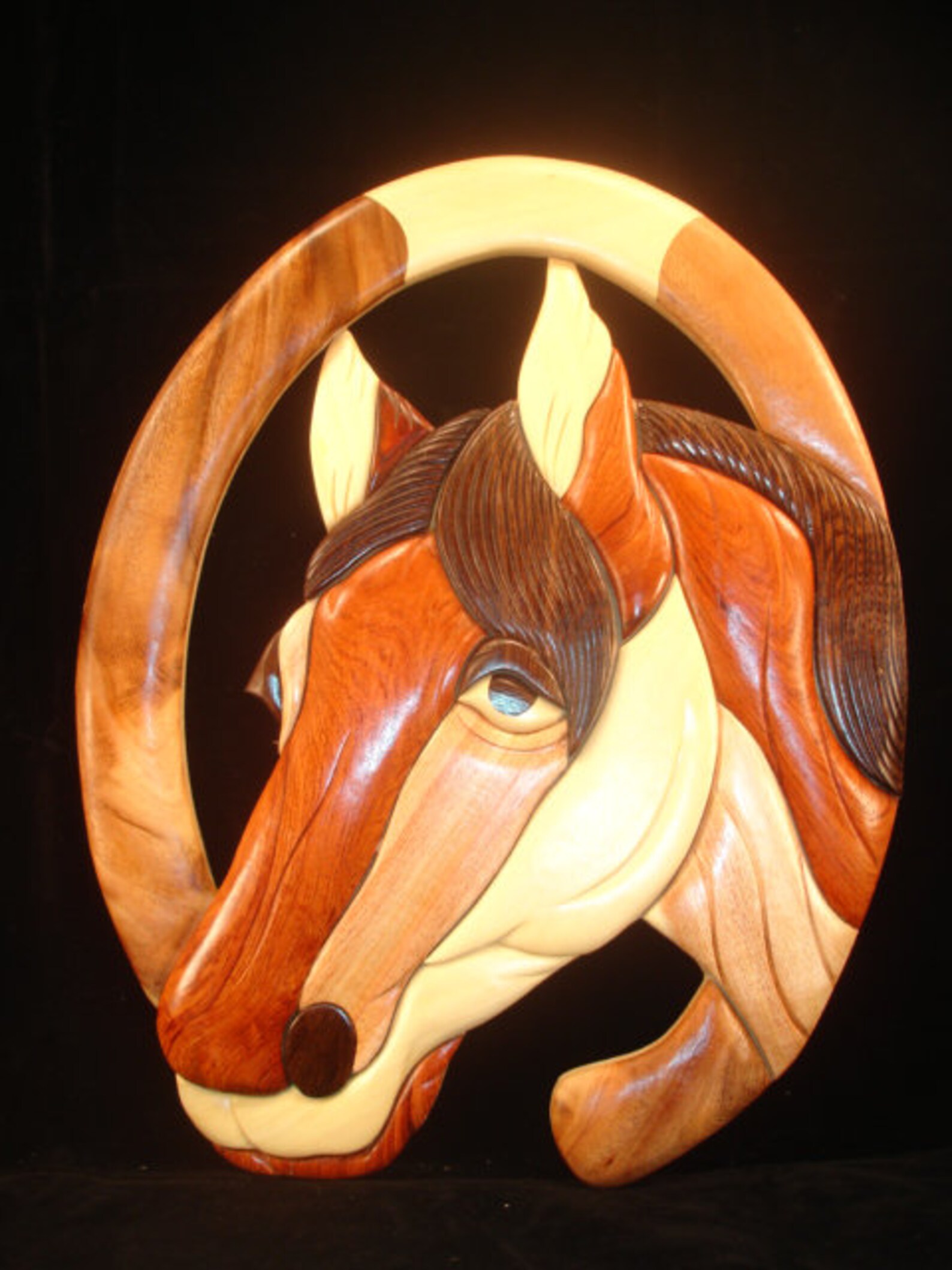 Beautifully Hand Crafted 3 Dimensional Intarsia Wood Art HORSE Sign ...