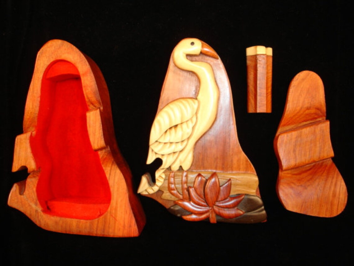 Beautifully Hand Crafted 3 Dimensional Intarsia Wood Art HERON and ...