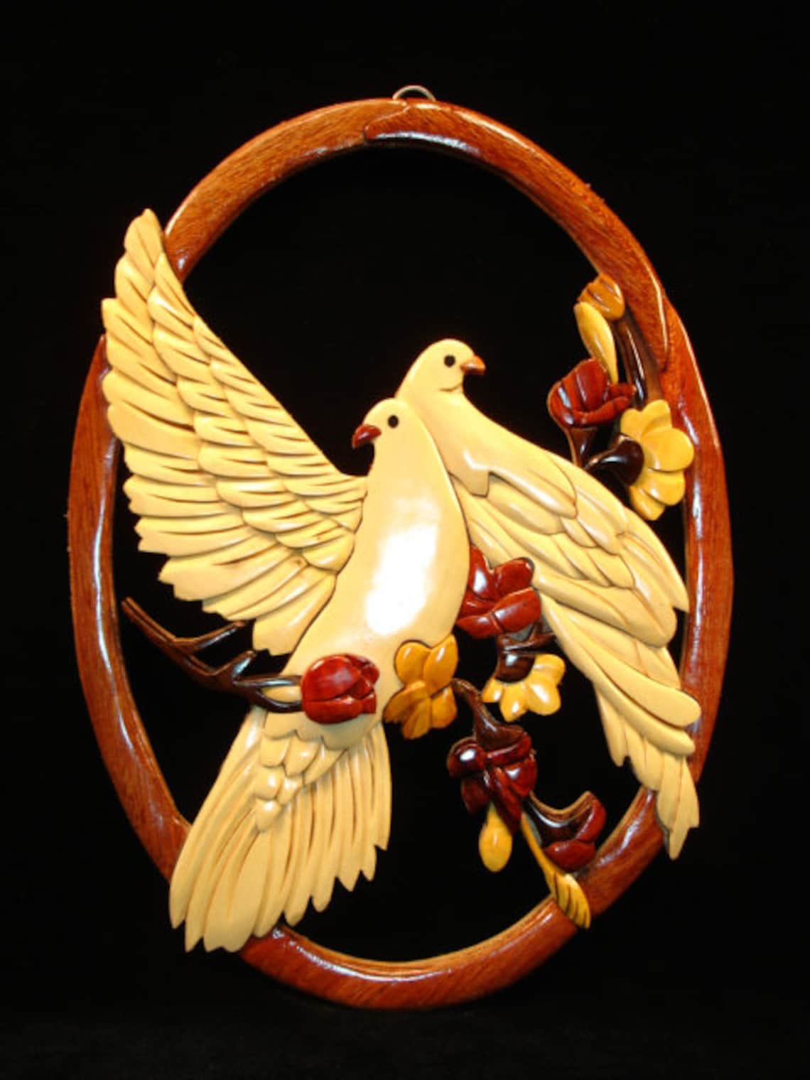 Beautifully Hand Crafted 3 Dimensional Intarsia Wood Art DOVE MATES ...