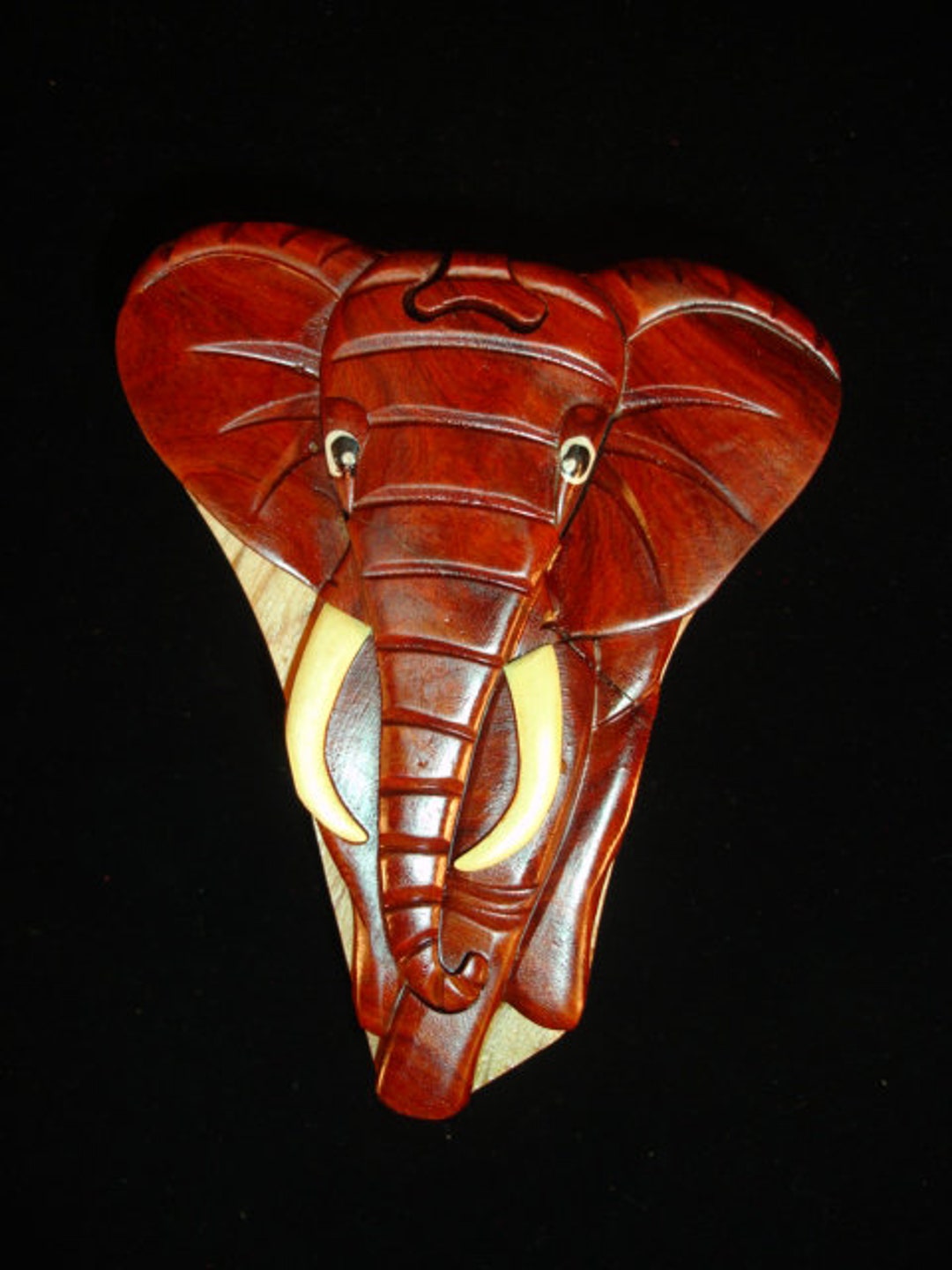 Beautifully Hand Crafted 3 Dimensional Intarsia Wood Art ELEPHANT ...