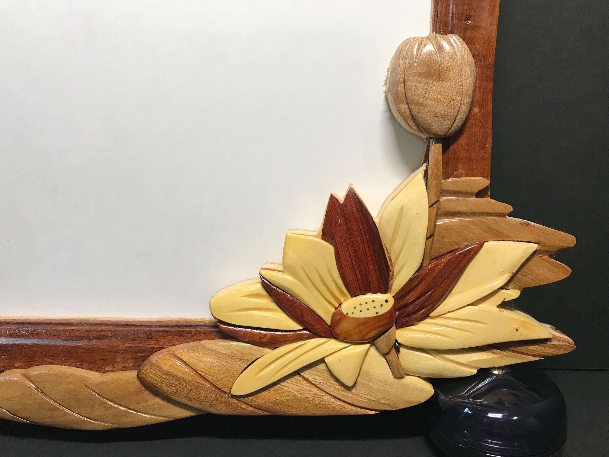 Beautifully Hand Crafted 3 Dimensional Intarsia Wood Art HERON & LOTUS ...