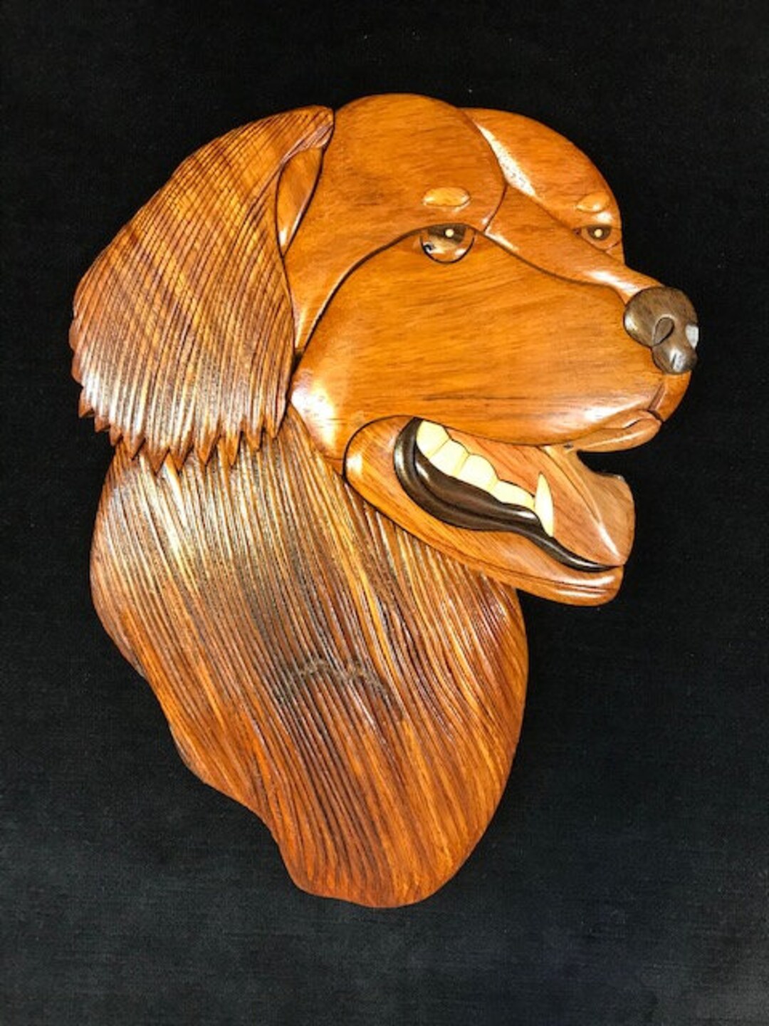 Beautifully Hand Crafted 3 Dimensional Intarsia Wood Art GOLDEN ...