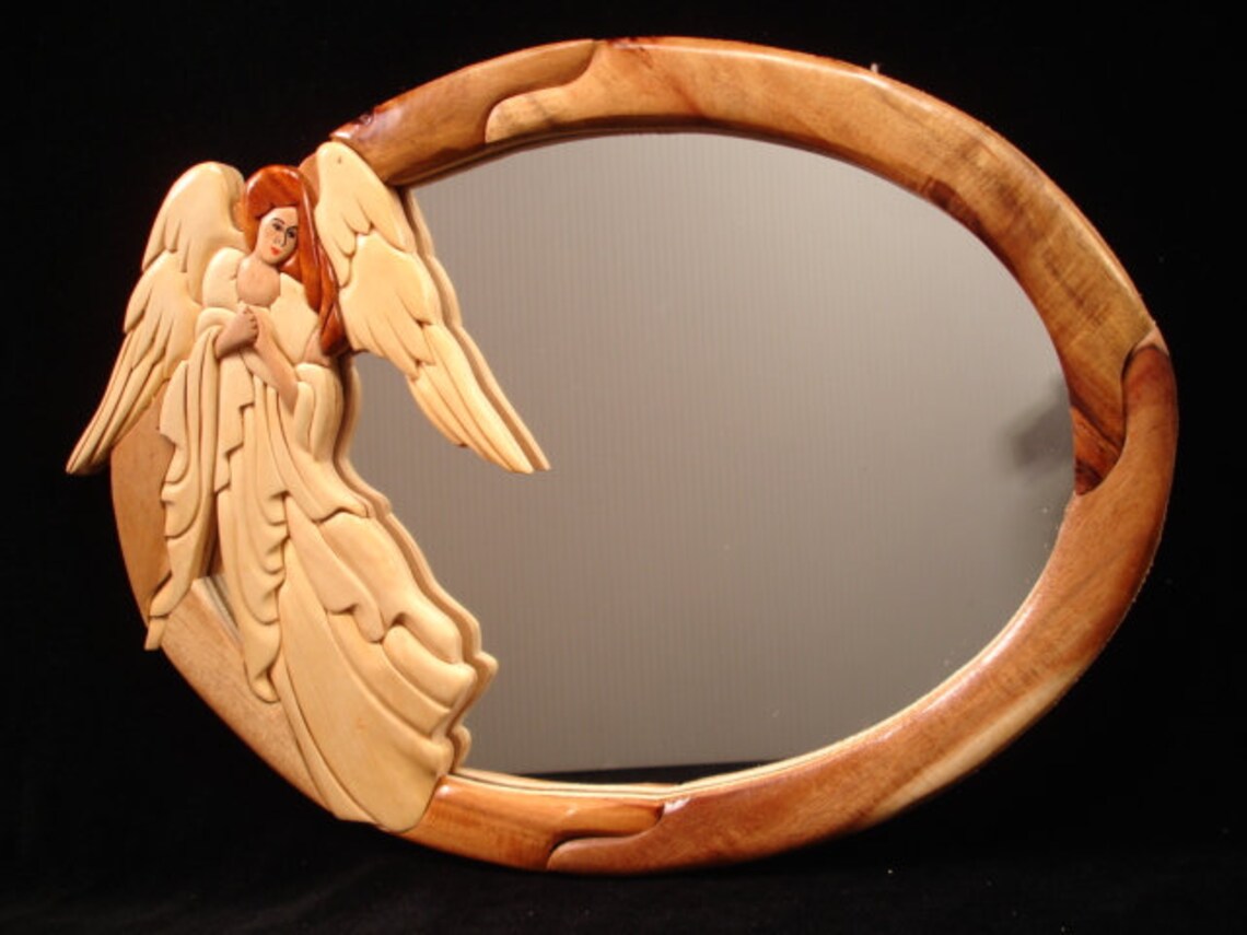 Beautifully Hand Crafted 3 Dimensional Intarsia Wood Art LOVING ANGEL ...