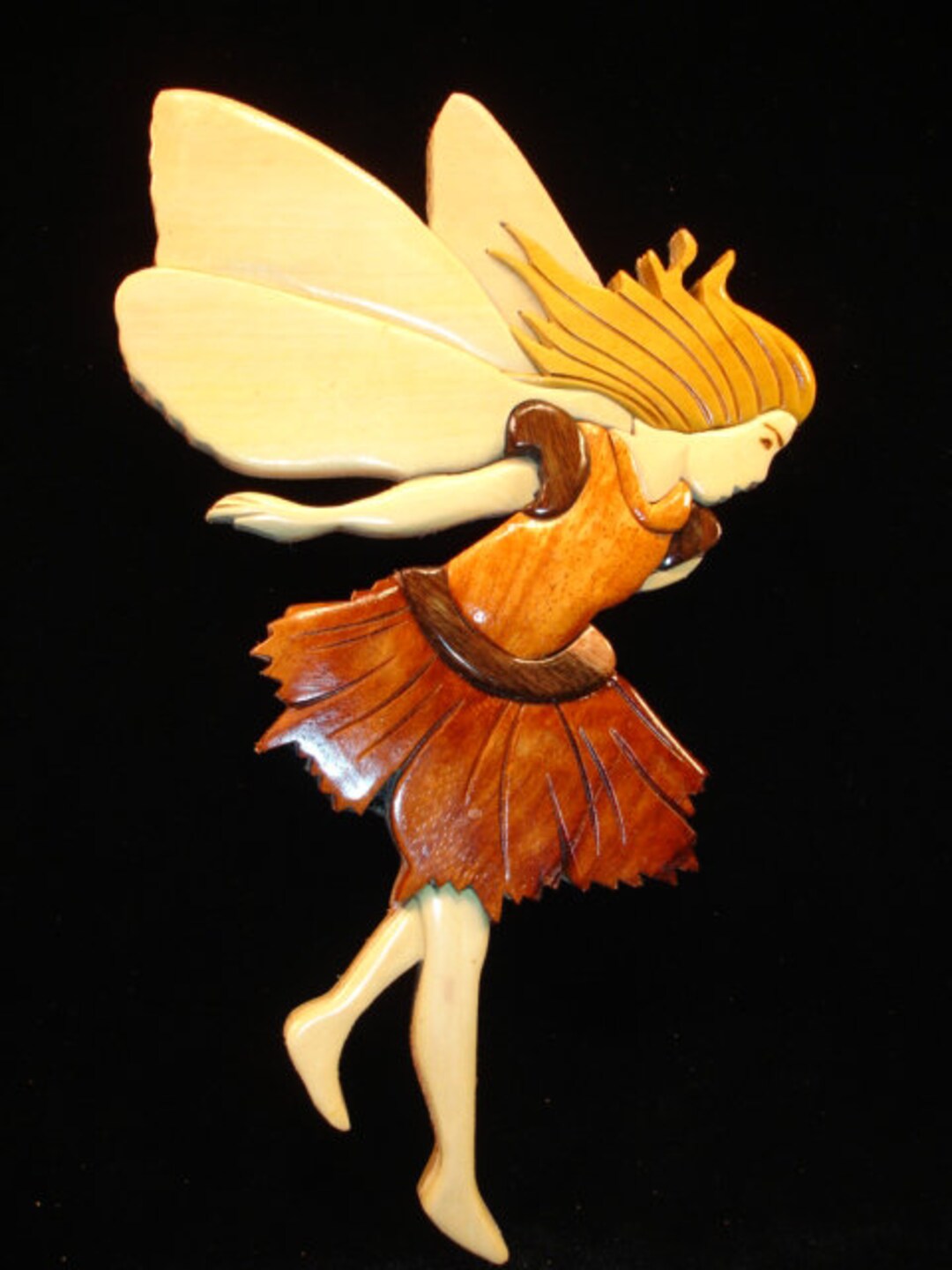 Wunderschön handgefertigte 3 dimensionale Intarsia Wood Art FAIRY Sign ...