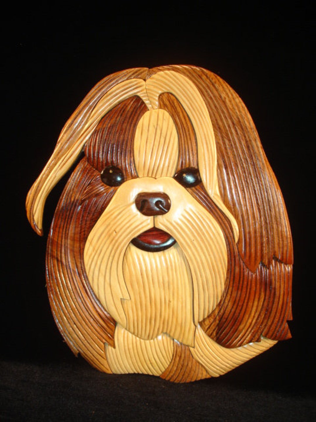 Beautifully Hand Crafted 3 Dimensional Intarsia Wood Art SHIH TZU Dog ...