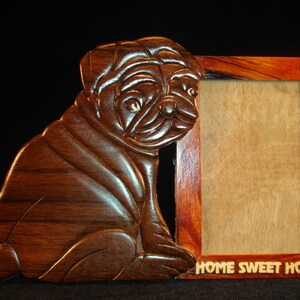 Beautifully Hand Crafted 3 Dimensional Intarsia Wood Art BLACK PUG Dog ...