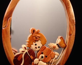 Intarsia Wood Mirror - Etsy
