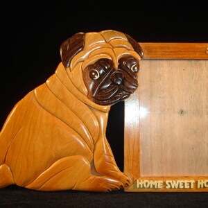 Beautifully Hand Crafted 3 Dimensional Intarsia Wood Art PUG Dog ...