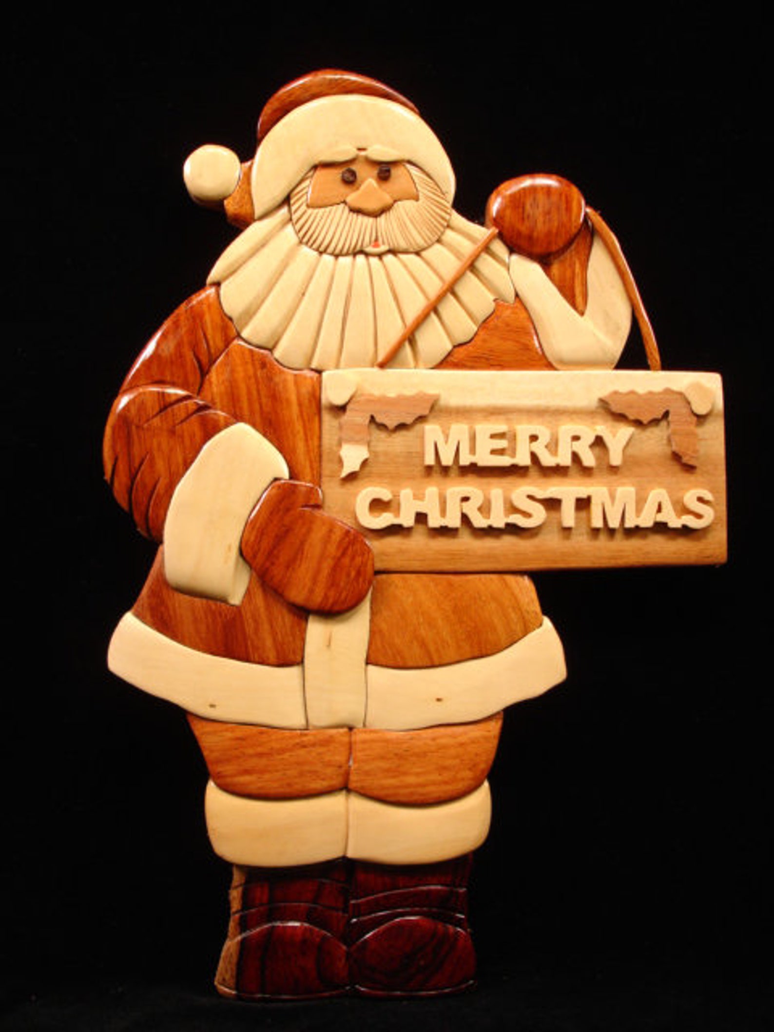 Beautifully Hand Crafted 3 Dimensional Intarsia Wood Art SANTA - Etsy